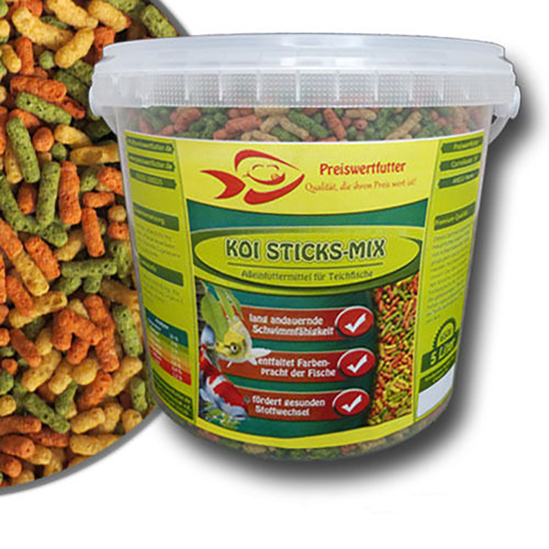 Koi Sticks-MIX 5Liter Eimer 650 g Fischfutter Koifutter Teichfutter ...